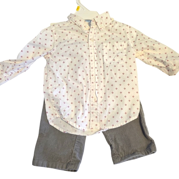 Janie and Jack | Matching Sets | White Patterned Shirt And Gray Pabts ...